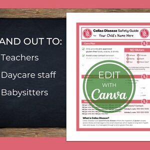 Celiac Disease Information Sheet for Kid, Gluten Free Kid, Gluten Free ...