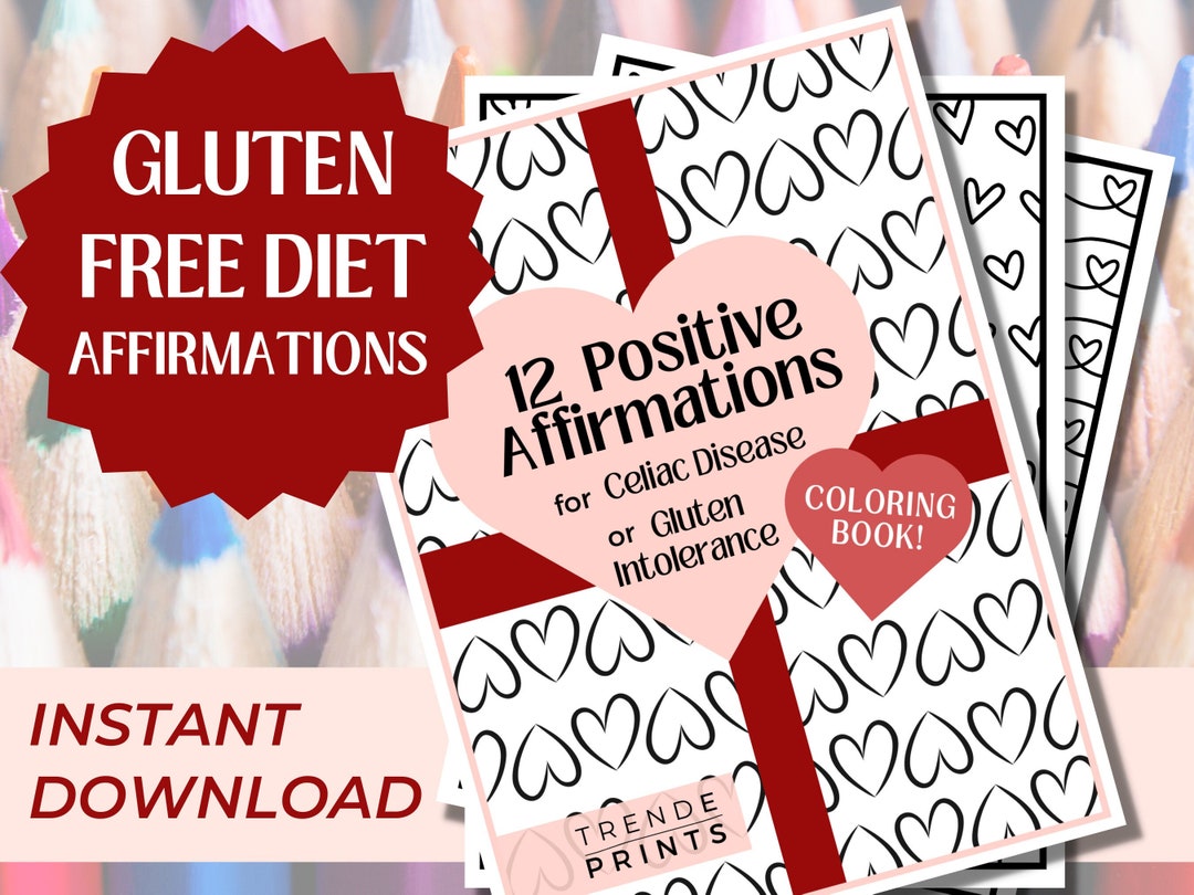 Gluten Free Positive Affirmations Coloring Book, Celiac Disease and ...