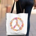 Peace Sign Bag, Love and Peace, Flower Hippie, Floral Peace Sign ...