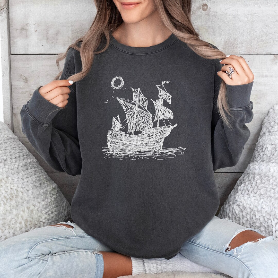 Vintage Ship Shirt, Pirate Ship Shirt, Sailing Ship, Scribble Art, Line ...