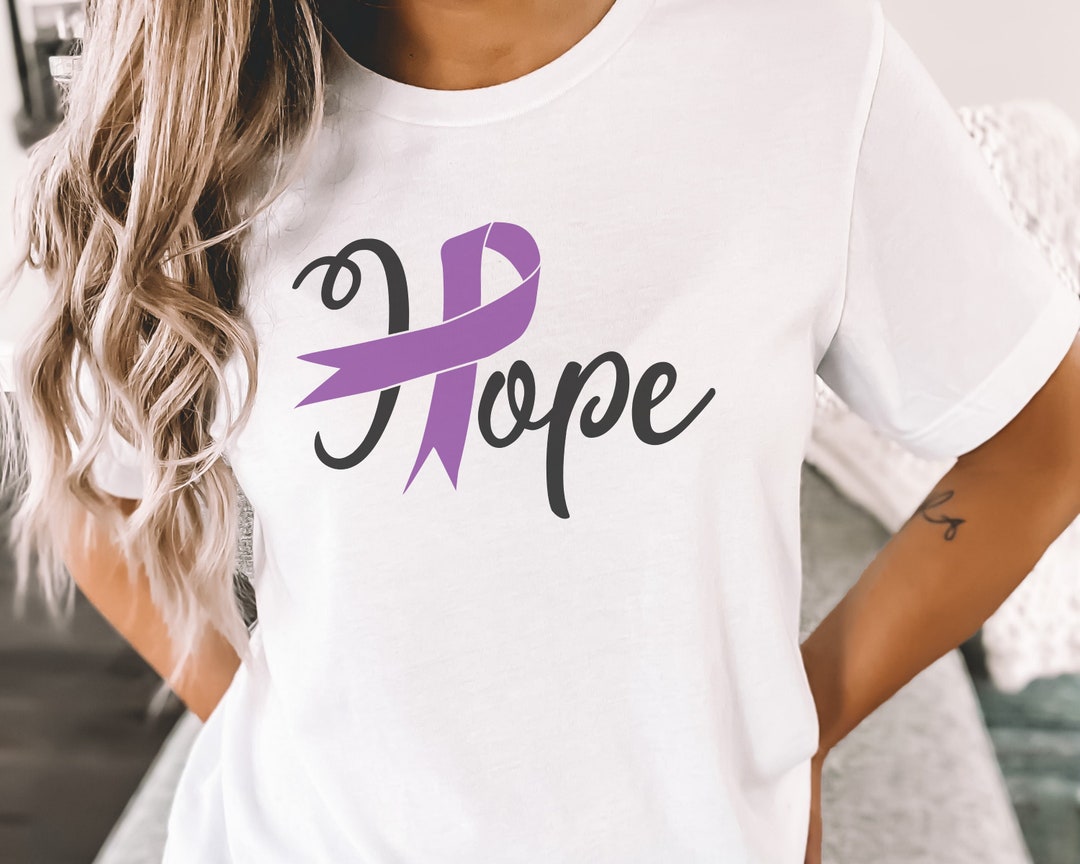 Hope Purple Ribbon, Pancreatic Cancer, Digital, Cancer T-shirt, Cystic ...