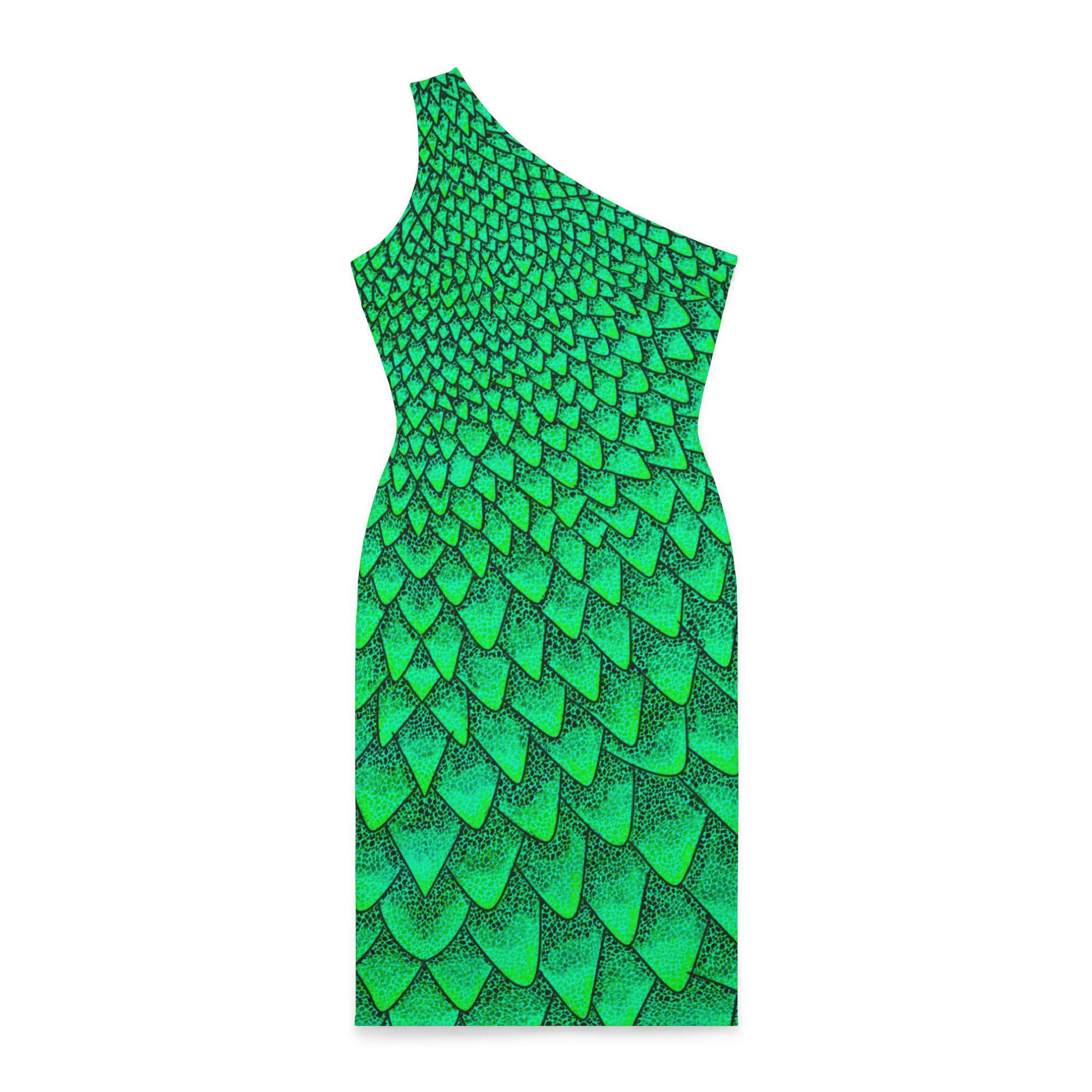Shoulder Dress (AOP) Green Dragon Scales - Etsy