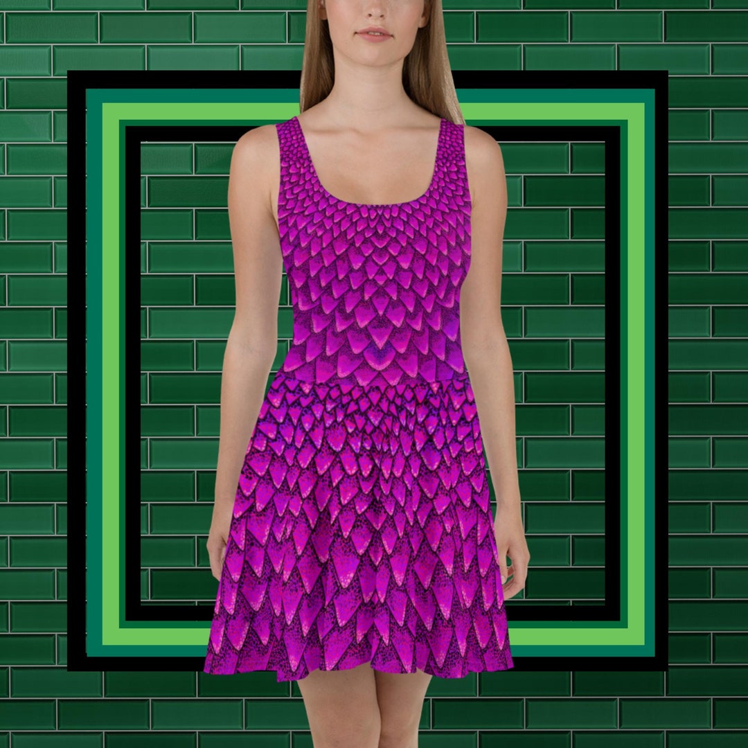Purple Dragon Scales Skater Dress - Etsy