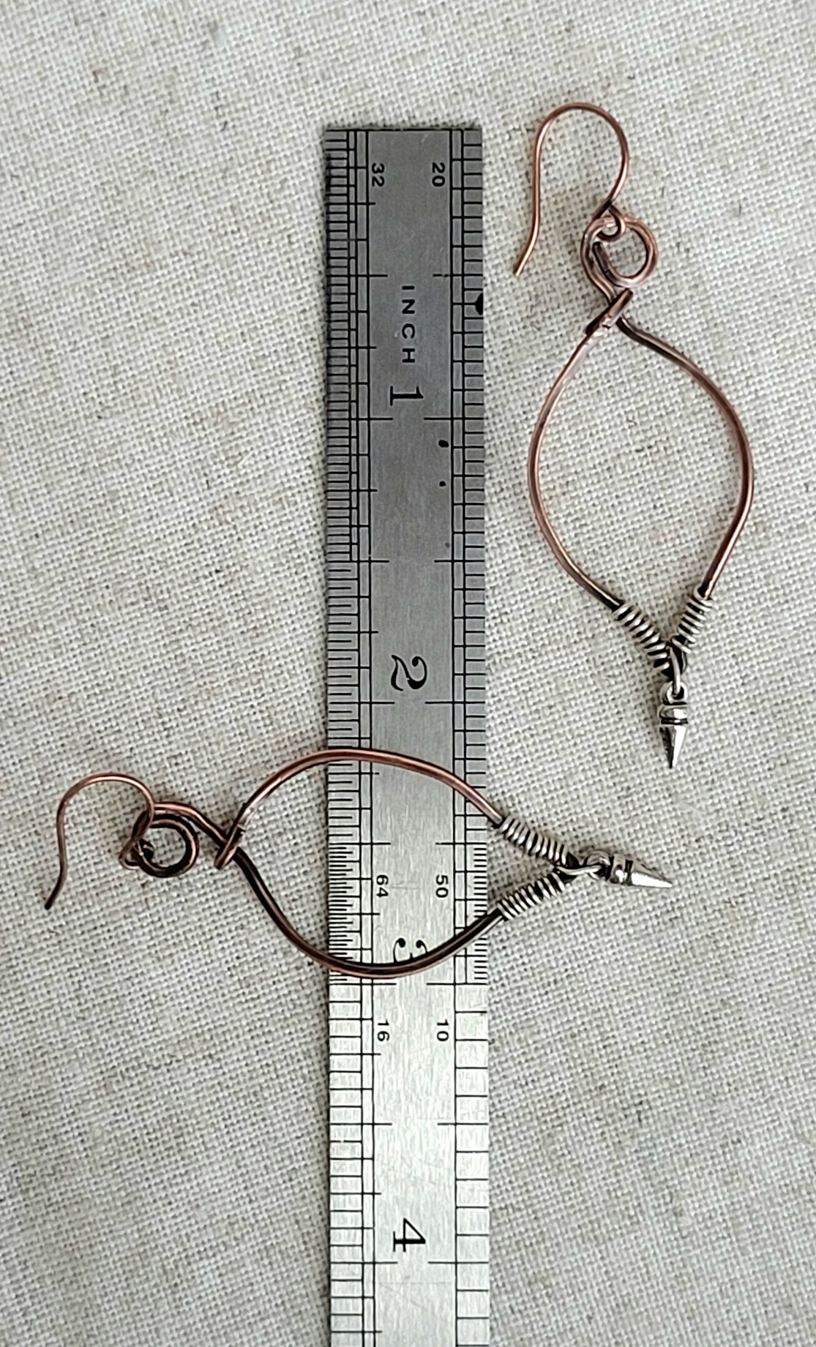 Mixed Metal Hoop Earrings With Copper and Silver Wire Wrapping and Mini ...