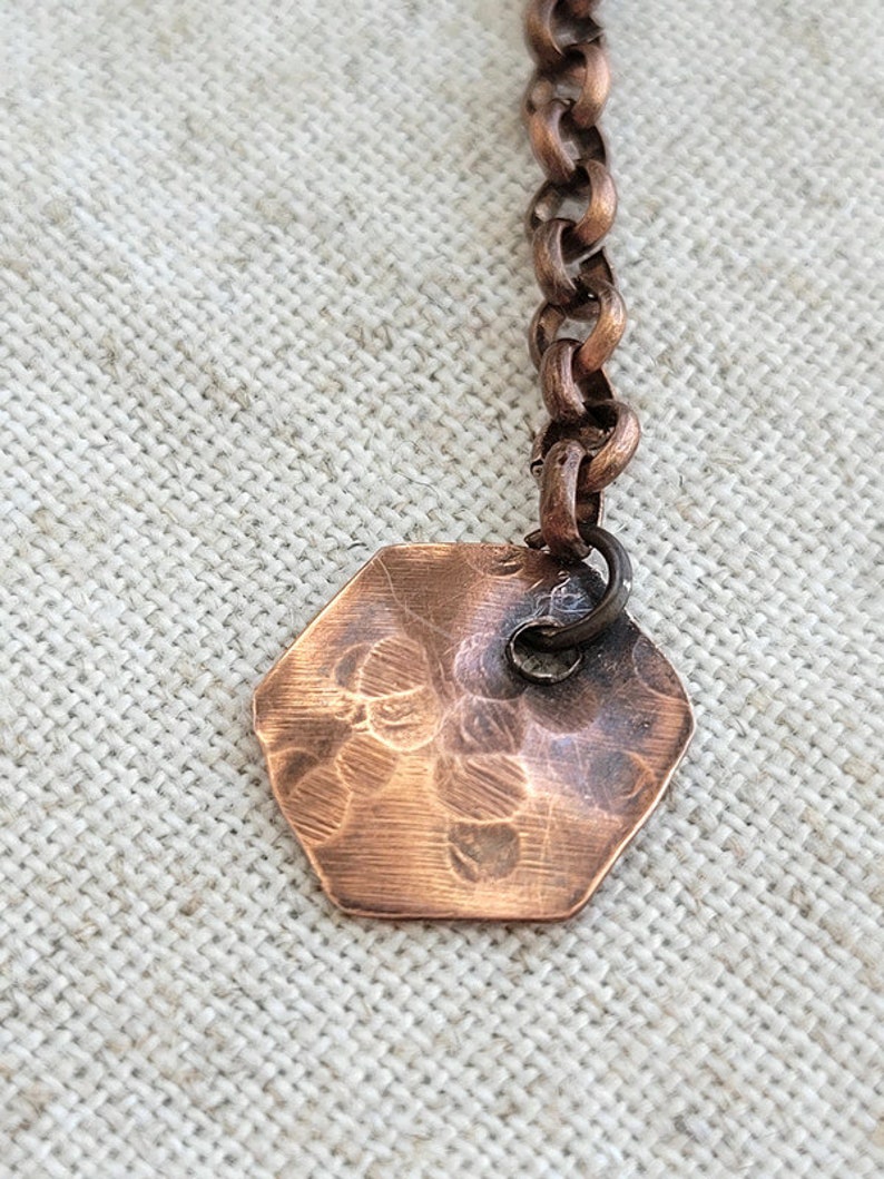 Copper Hexagon Earrings on Copper Chain Gift for Her Dainty - Etsy