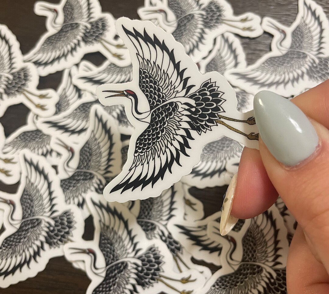 Japanese Crane Sticker, Birds, Cute Kawaii, Waterproof, Weatherproof - Etsy