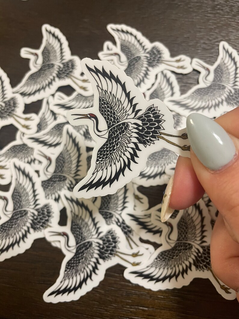 Japanese Crane Sticker Birds Cute Kawaii Waterproof - Etsy