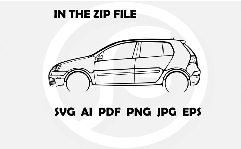 VW Golf MK5 Car Silhouette SVG, Ai, Pdf, Png, Jpg, Eps, Sports Car ...