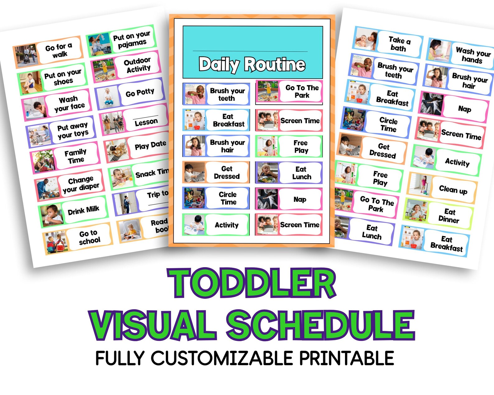 Customizable Toddler Visual Schedule | Printable Routine Chart | Daily ...