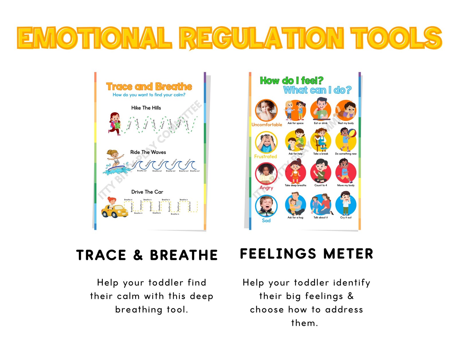 Set of 3 11x17 Emotional Regulation Posters for Toddlers Glossy Prints ...