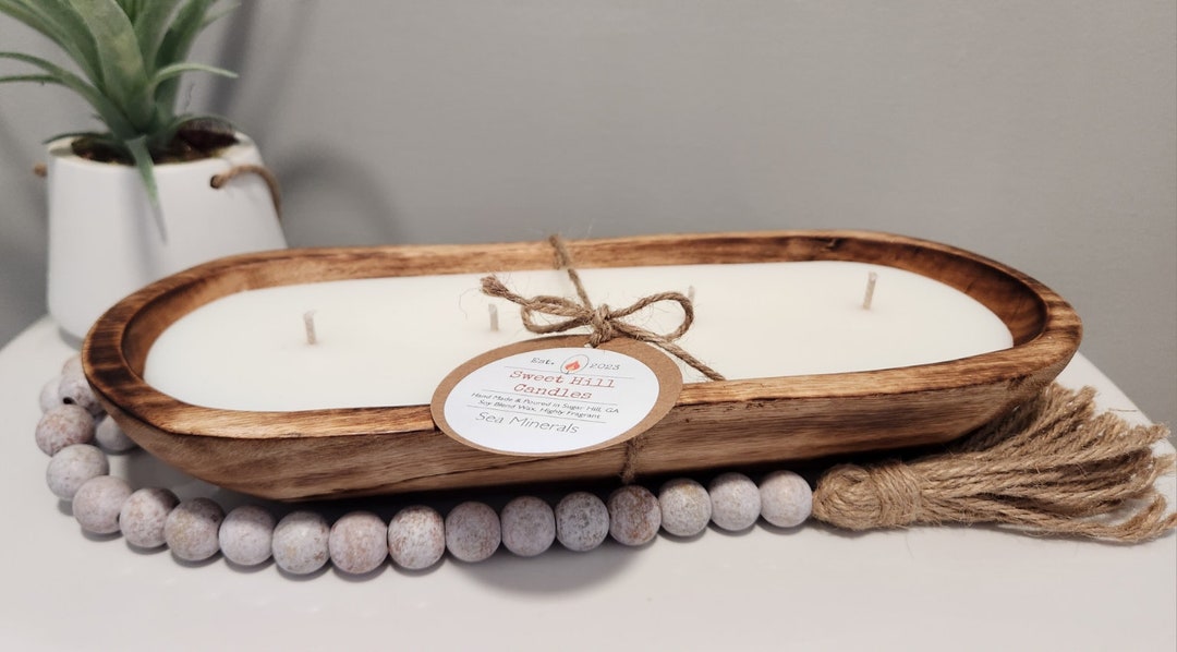Dough Bowl Candle Custom Candle One of a Kind Candle 4 Wick Wood Bowl ...