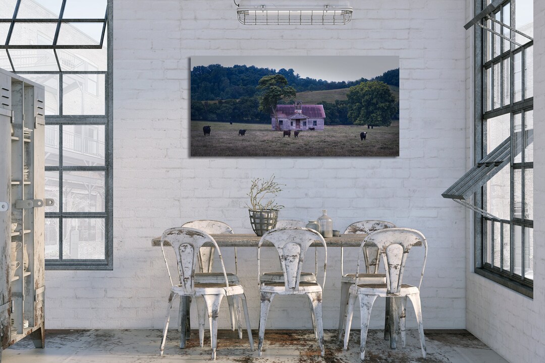 Cattle Farm With Cows & Rustic Barn, Cow Canvas Print Wall Decor, Cow ...