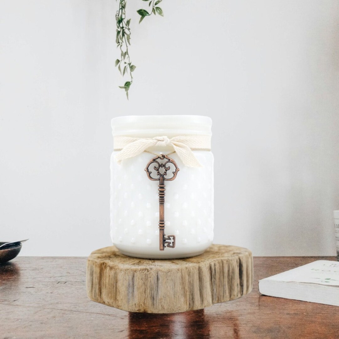 Wild Basil & Lime Hobnail Milk Glass Candle, Soy Wax Blend, Sweet Basil ...