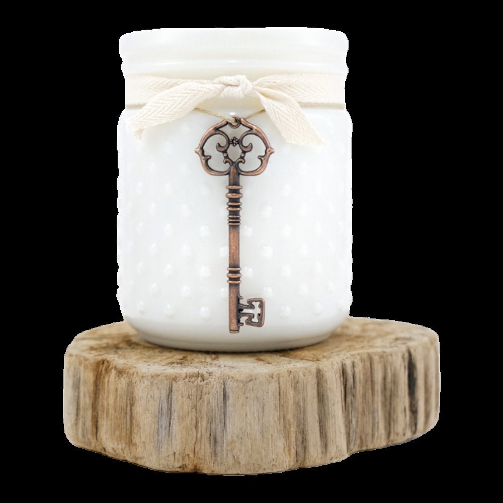 Wild Basil & Lime Hobnail Milk Glass Candle, Soy Wax Blend, Sweet Basil ...