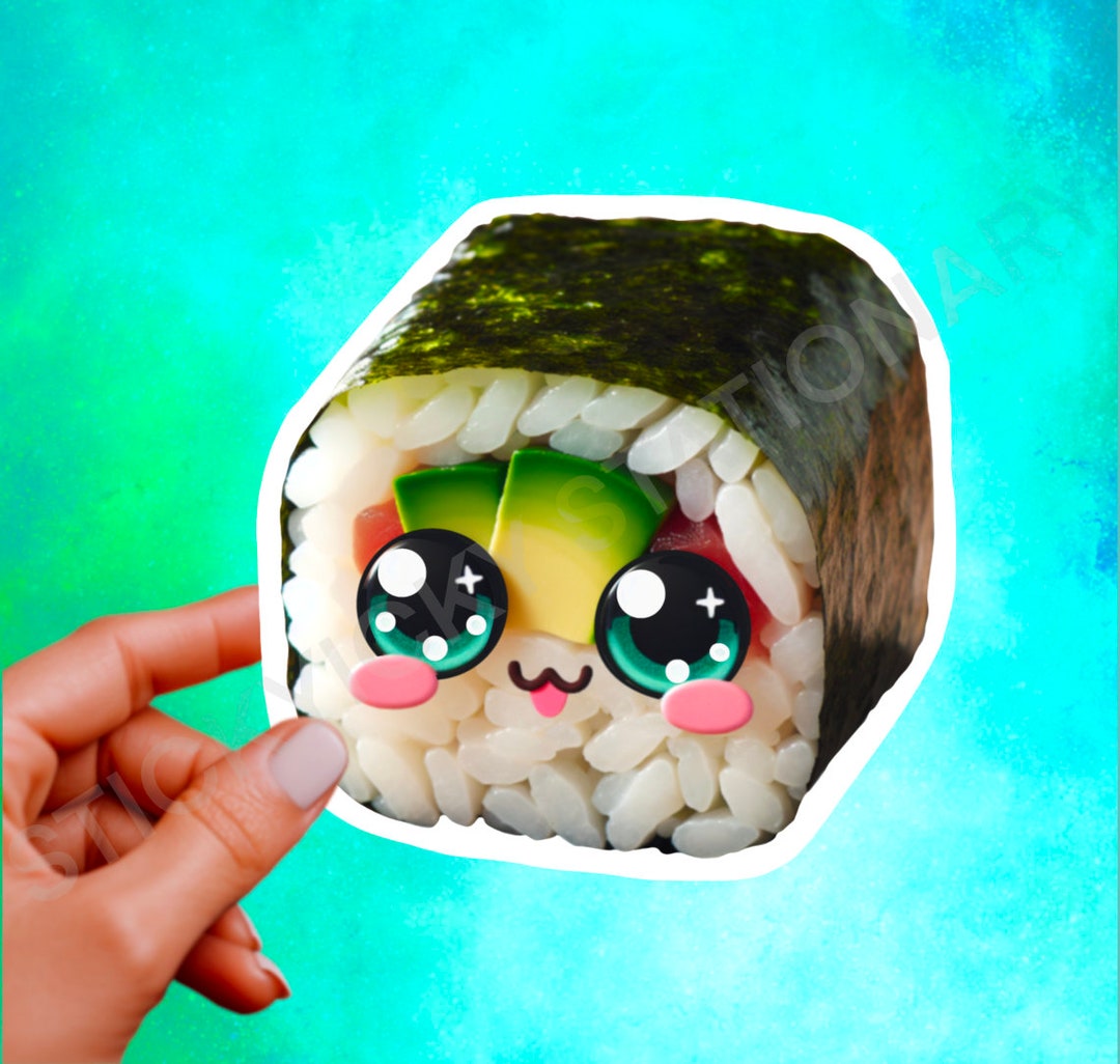 Cute Sushi Roll Stickers, Kawaii Sushi Waterproof Sticker Decal, Holo ...