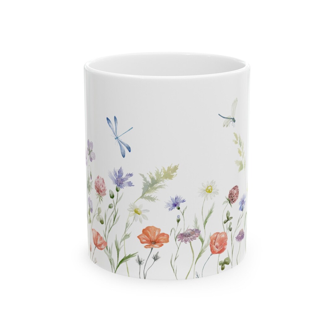 Wildflower Coffee Mug Spring Inspired Floral Design Ceramic Mug, 11oz ...