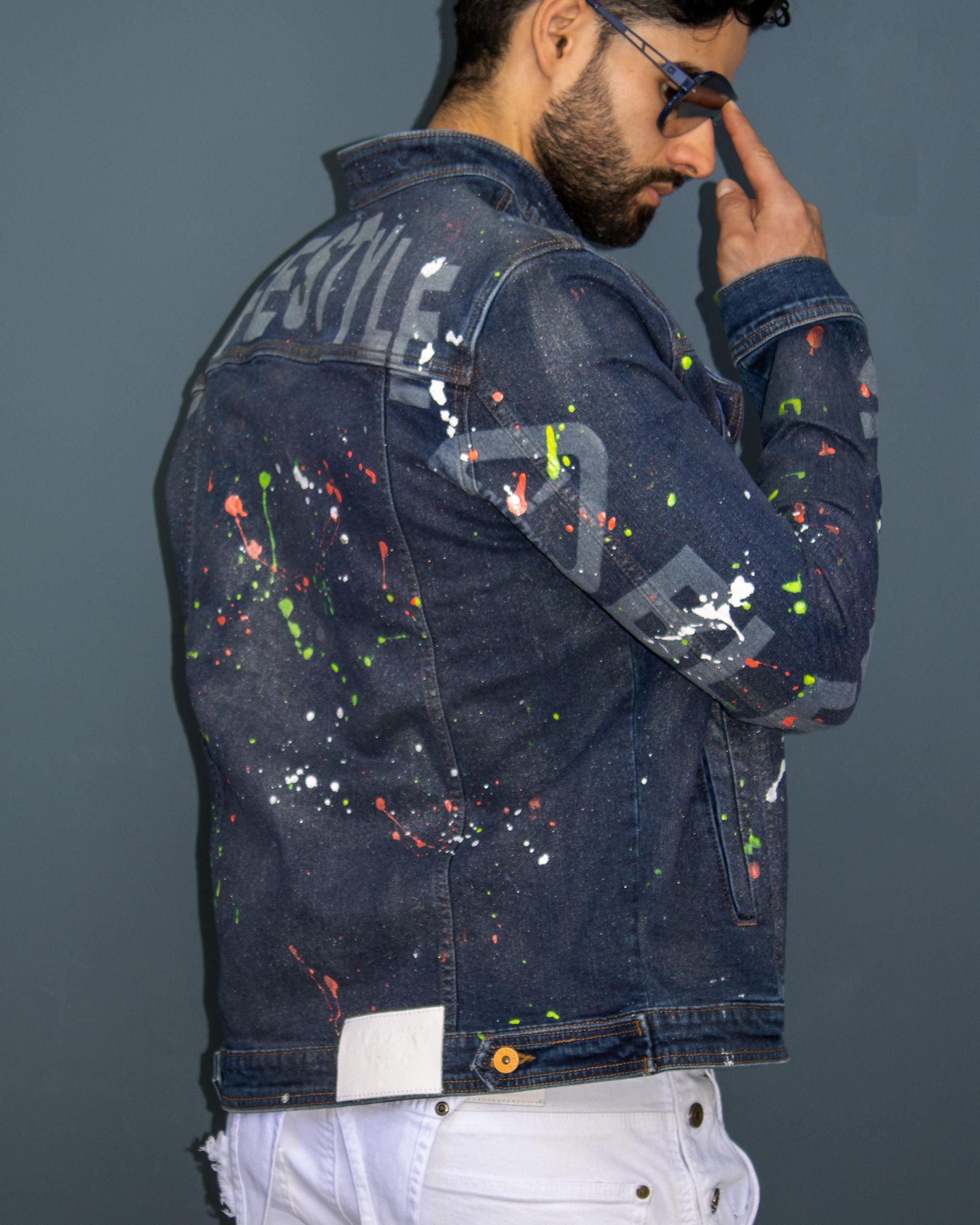 Neon Paint Splatter Denim Jacket Slim Fit - Etsy
