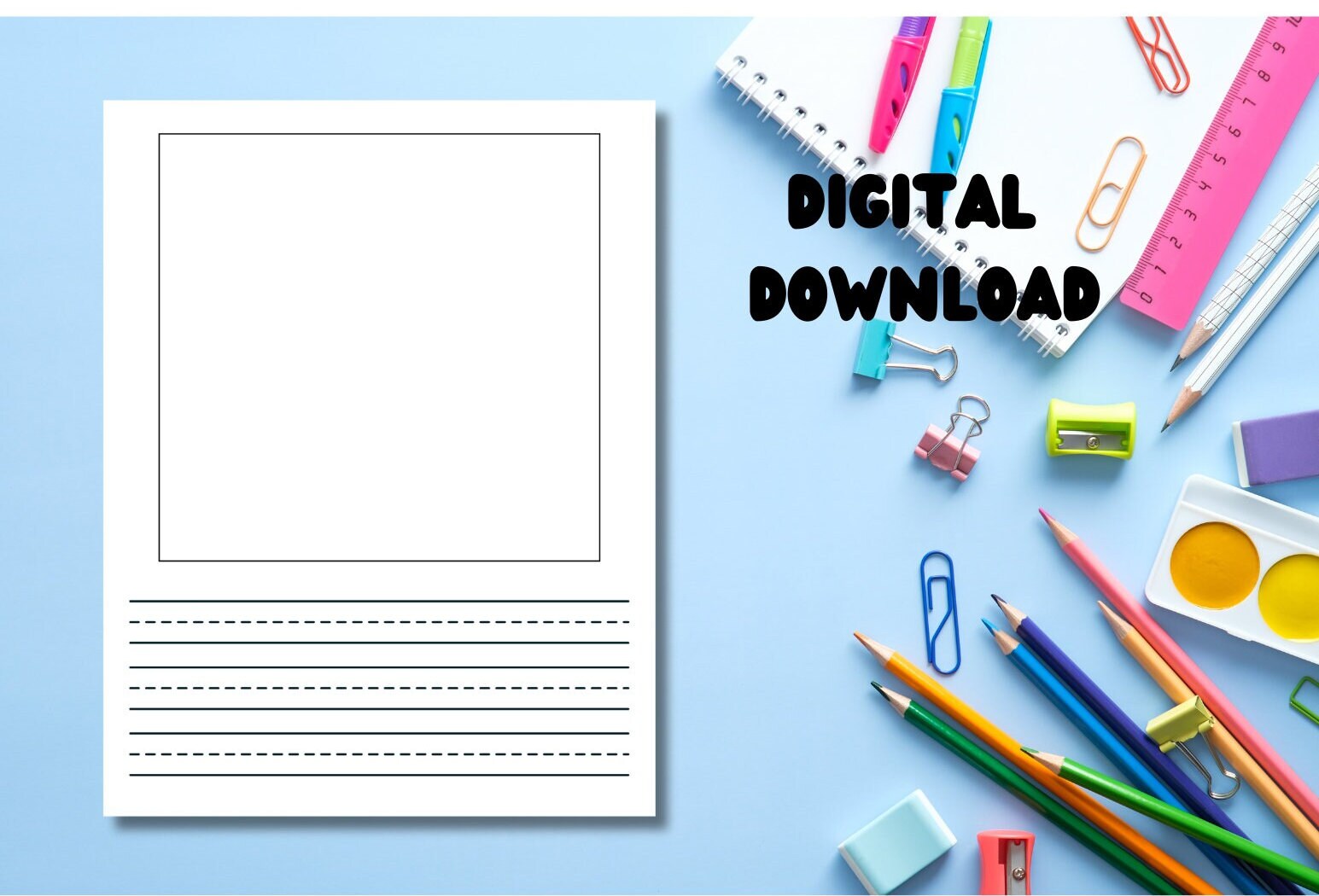 Kids Handwriting, Digital Story Drawing Download, Template Digital ...