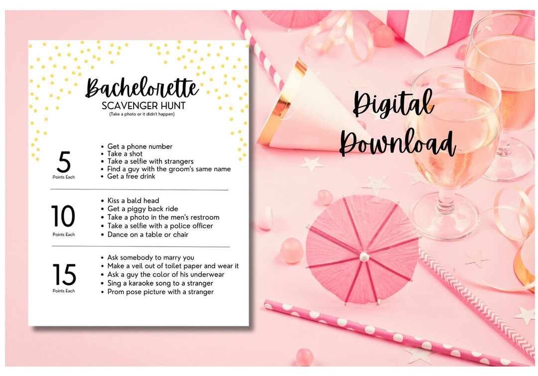 Bachelorette Scavenger Hunt Printable, Digital Download Party Supply ...