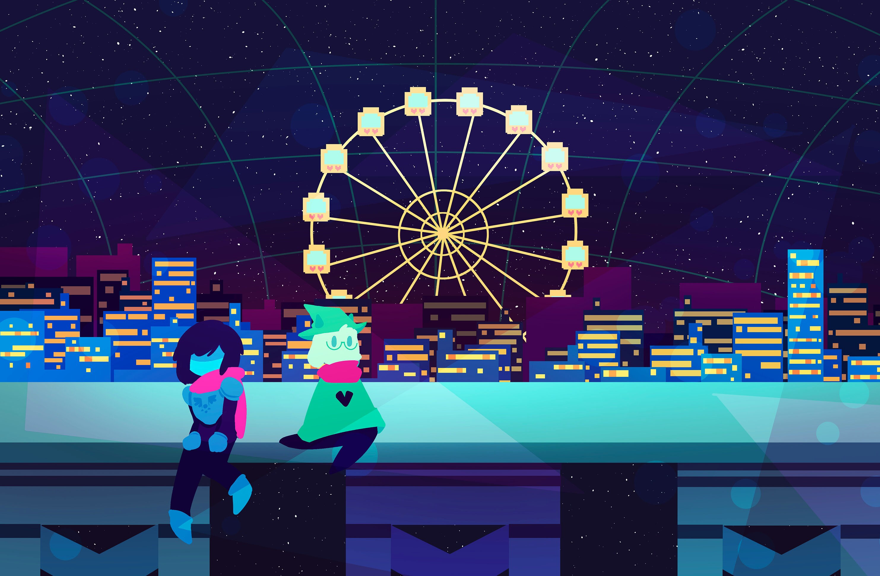 Deltarune Chapter 2 Cyber City Kris and Ralsei Print - Etsy