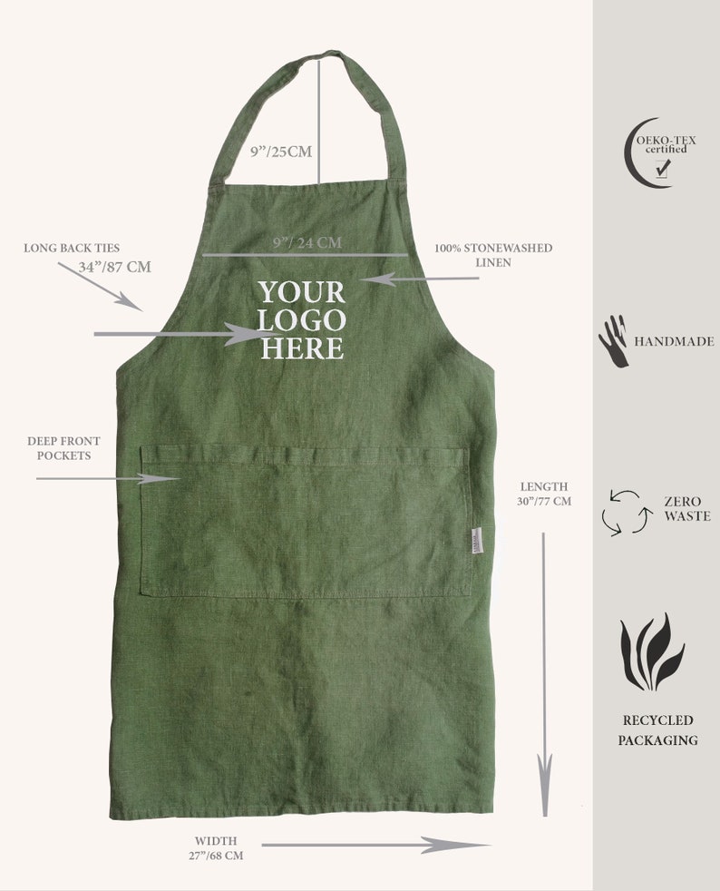 Personalized Embroidered Linen Apron: Chef Gift With Pockets - Etsy