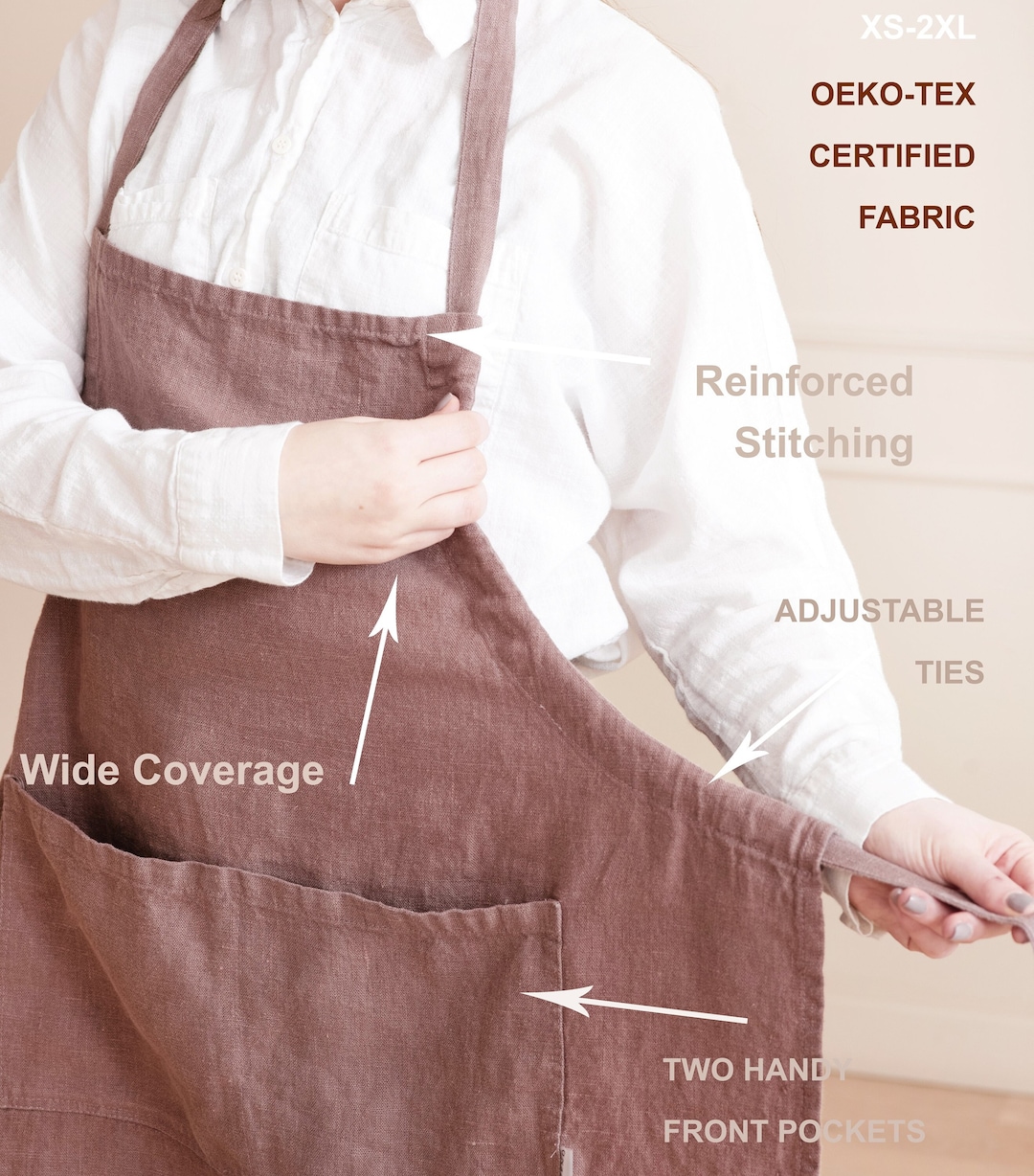 Adjustable Apron Linen Classic Apron, Linen Apron for Women and Men ...