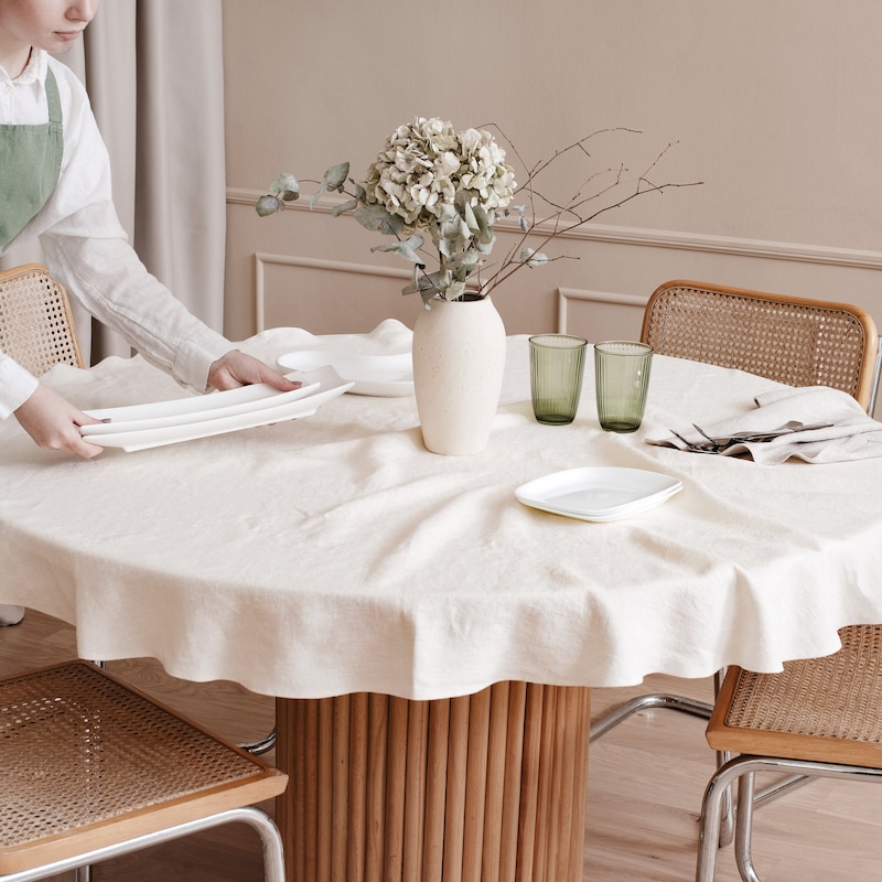 Round Linen Tablecloth - Etsy