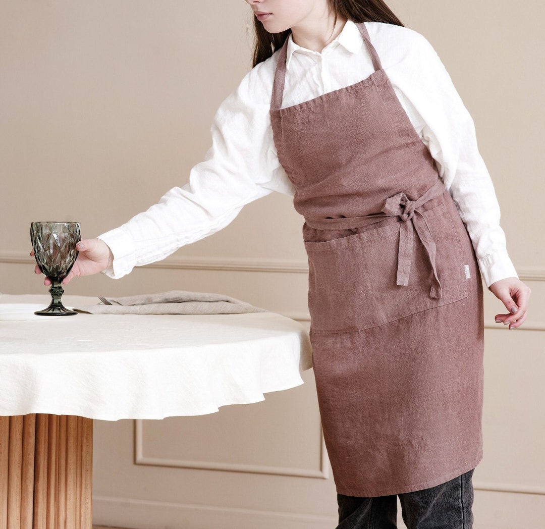 Linen Adjustable Apron With Pockets. Adjustable Classic Apron for Women ...