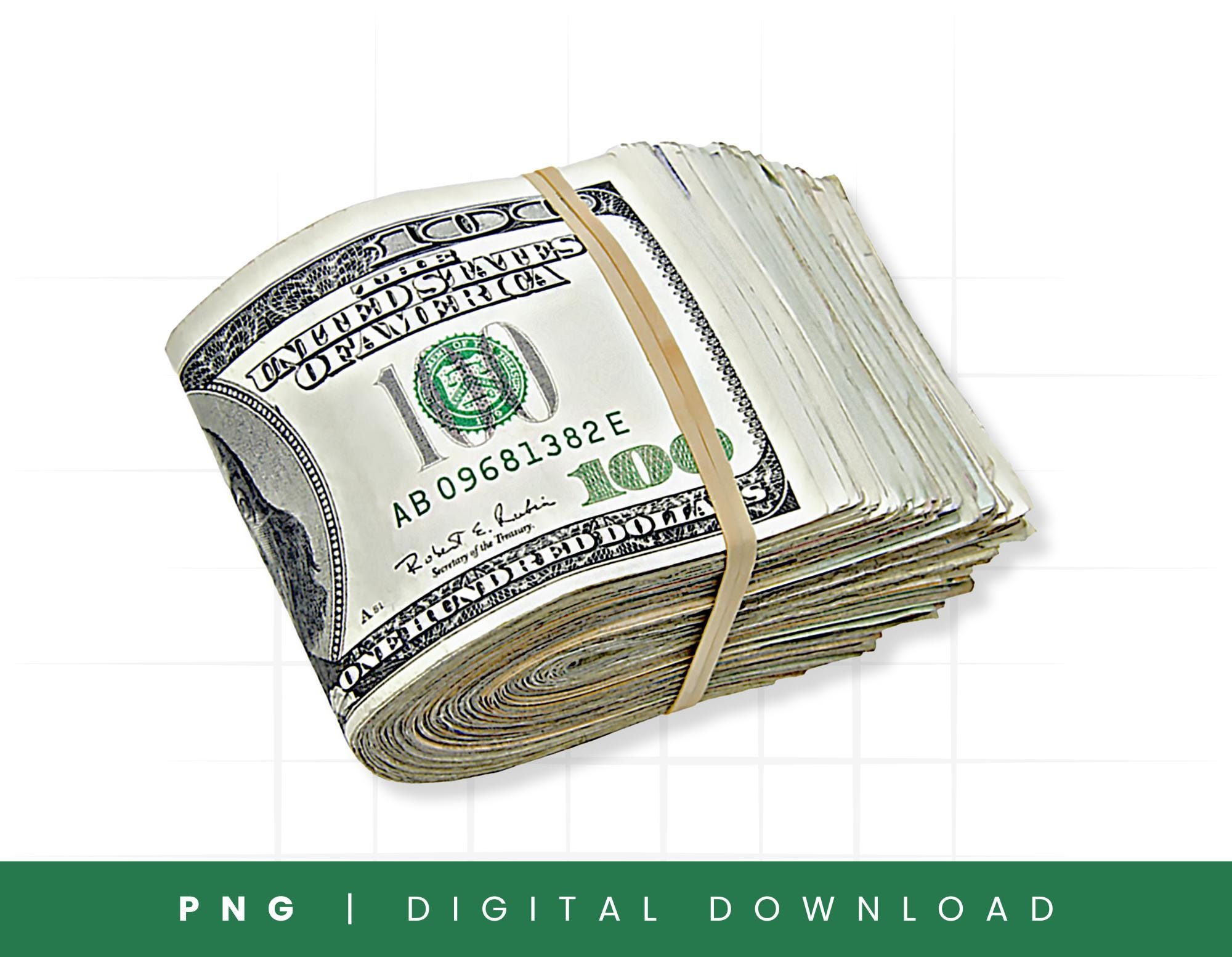 Banded Stack of 100 Dollar Bills PNG Graphic Banded Money PNG Digital ...