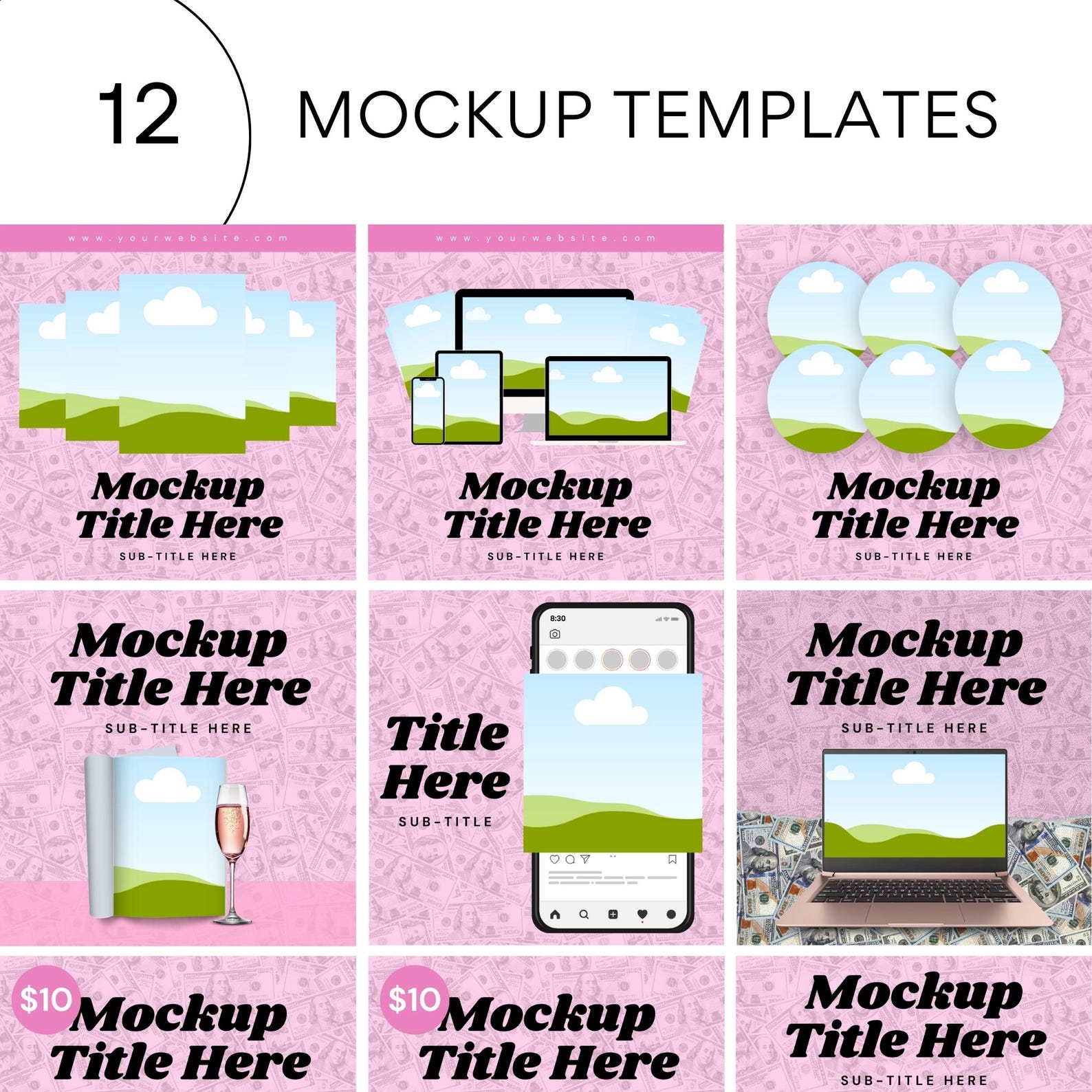 12 Editable Digital Product Mockup Templates | Canva Branding Kit ...