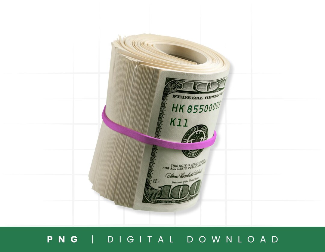 Banded Stack of 100 Dollar Bills PNG Graphic Banded Money PNG Digital Download Sublimation ...
