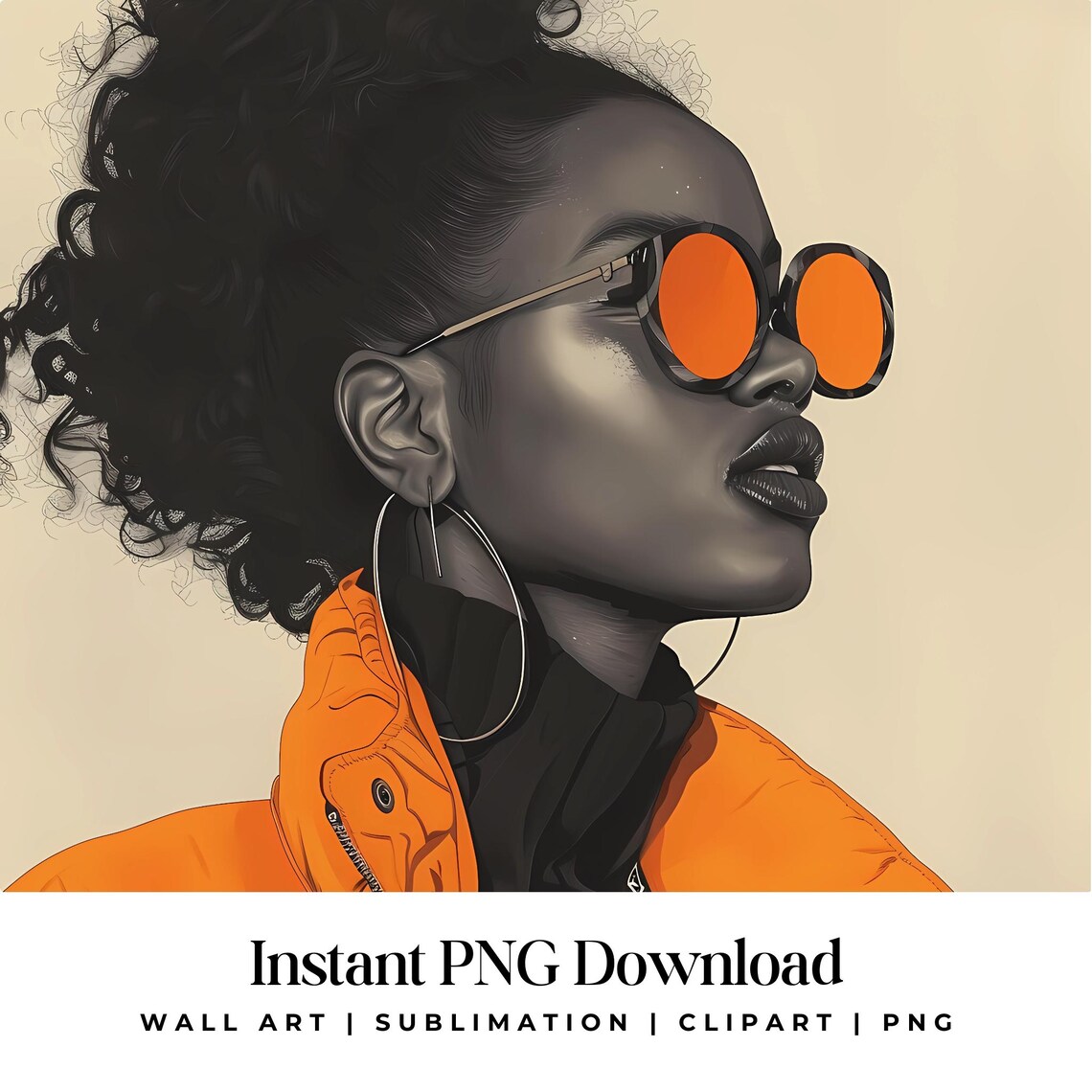 Fashionable Black Girl Clipart: Afro Graphics (PNG File) - Etsy