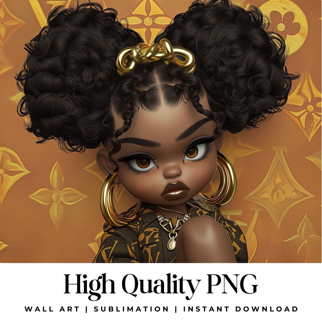 Black Girl Clipart, Fashionable Girl Graphics, Afro Girl Clipart, Denim ...