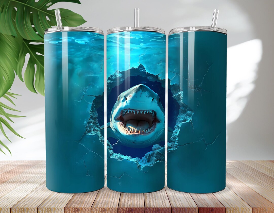 3D Shark Tumbler Wrap: Underwater Sublimation Design (PNG Digital ...