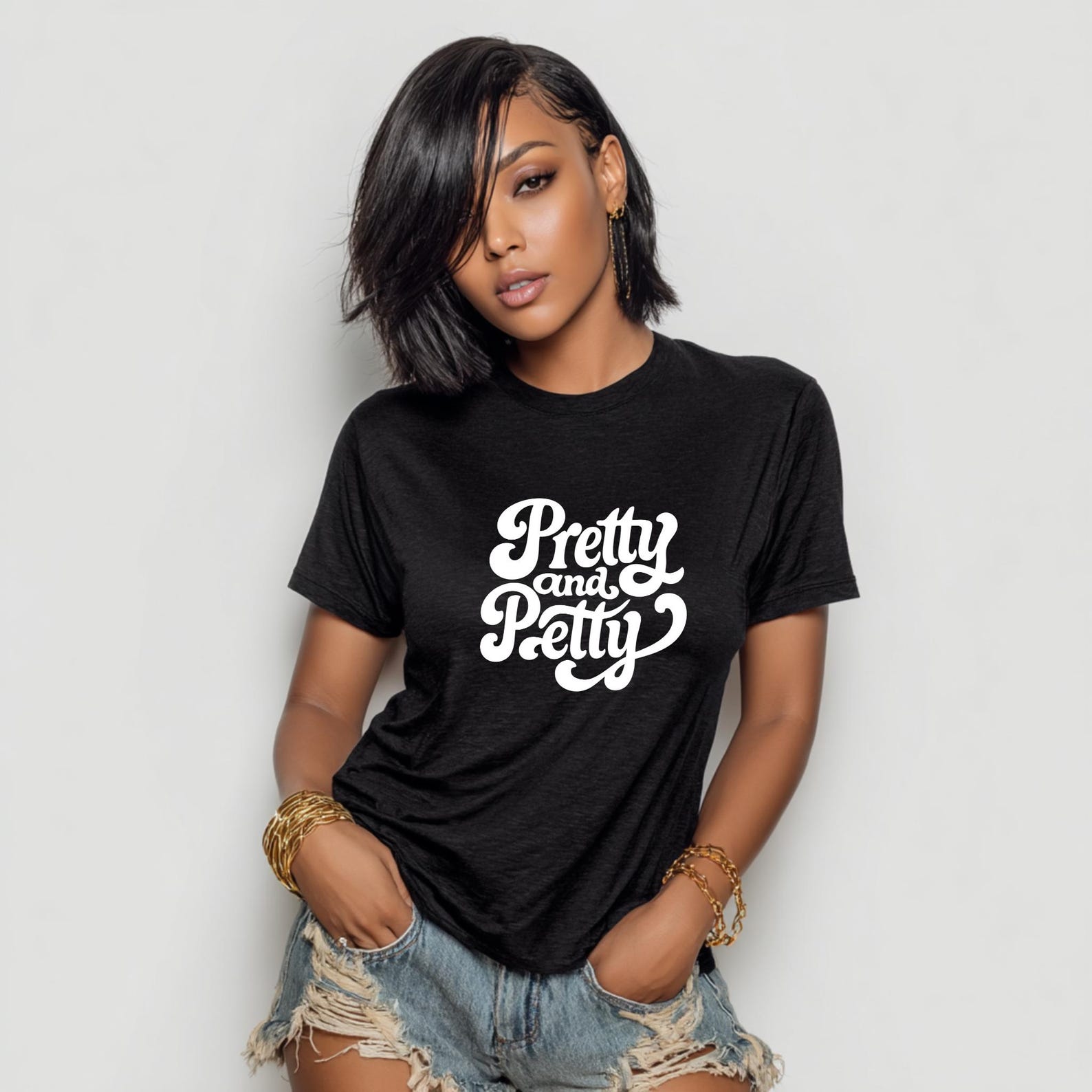 Pretty and Petty PNG: Typography Graphic, T-shirt & Sticker Design ...
