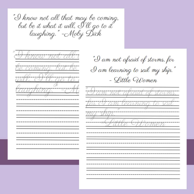 Copywork Classic Book Quotes Homeschool Cursive Middle School ...