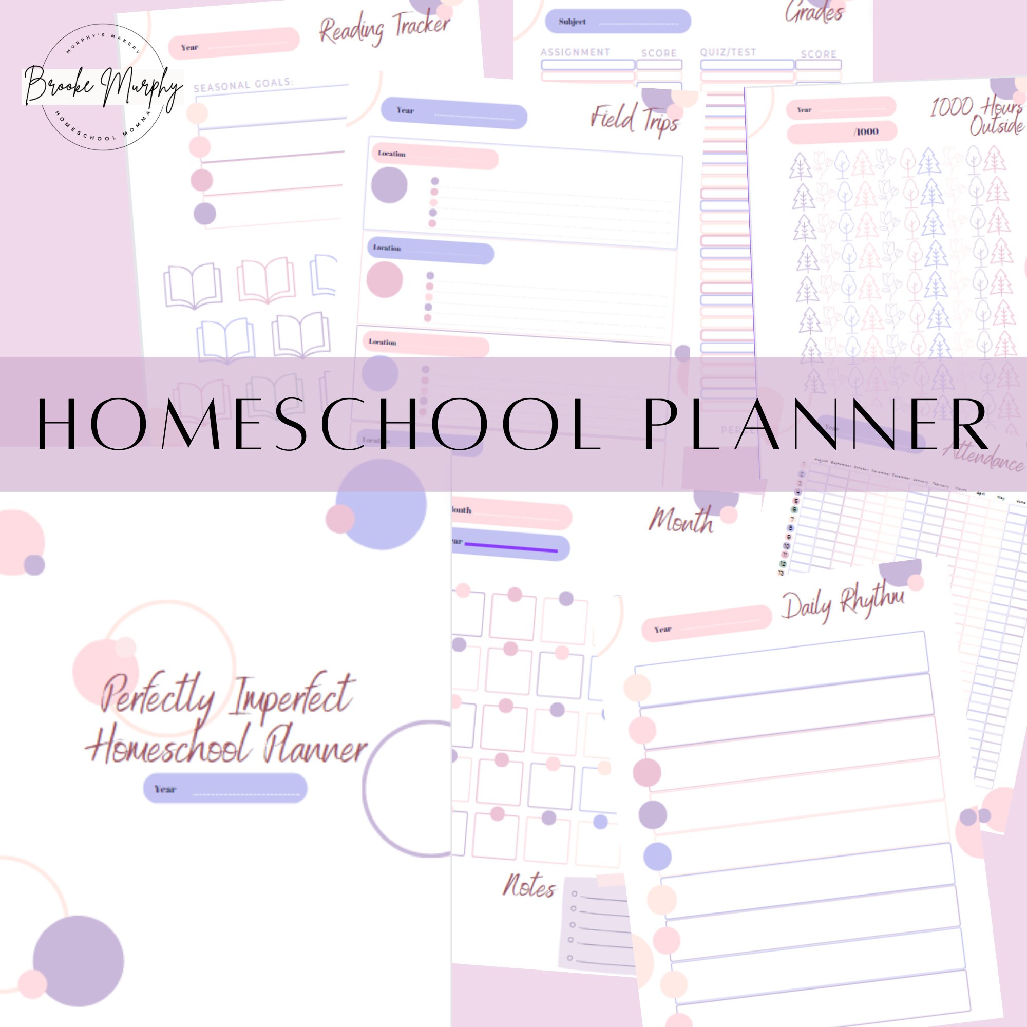 Homeschool Planner Organizer Attendance Grade Reading Outside Hours ...