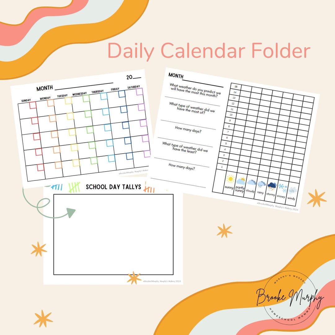 File Folder Calendar - Homeschool - Education - Weather - Daily Tally ...