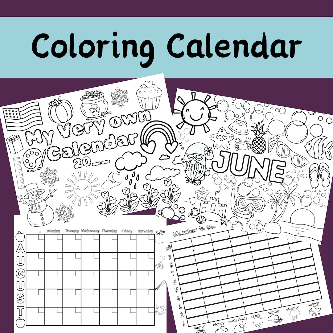 Coloring Calendar - Fillable Calendar - Kids Calendar - Weather ...