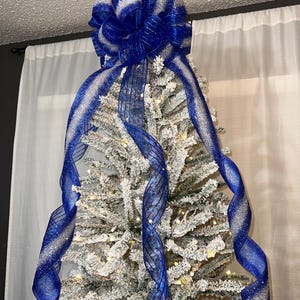 Christmas Tree Topper, Tree Topper Bow, Royal Blue Tree Topper, Blue ...