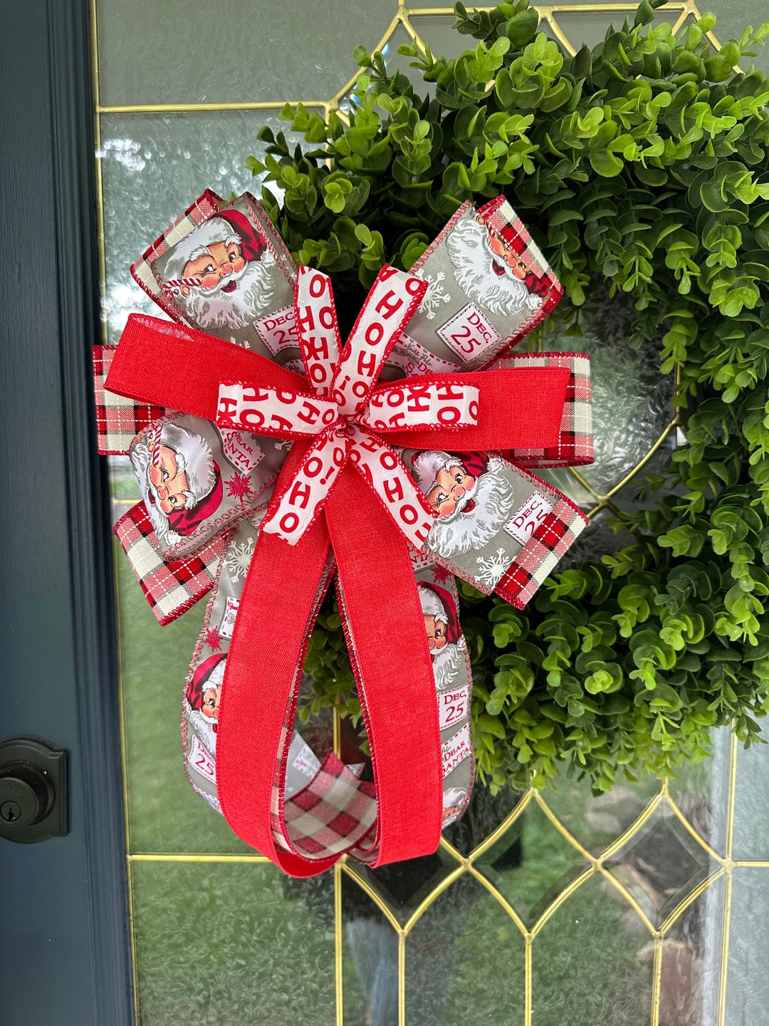 Christmas Bow, Christmas Wreath Bow, Santa Christmas Bow, Christmas ...