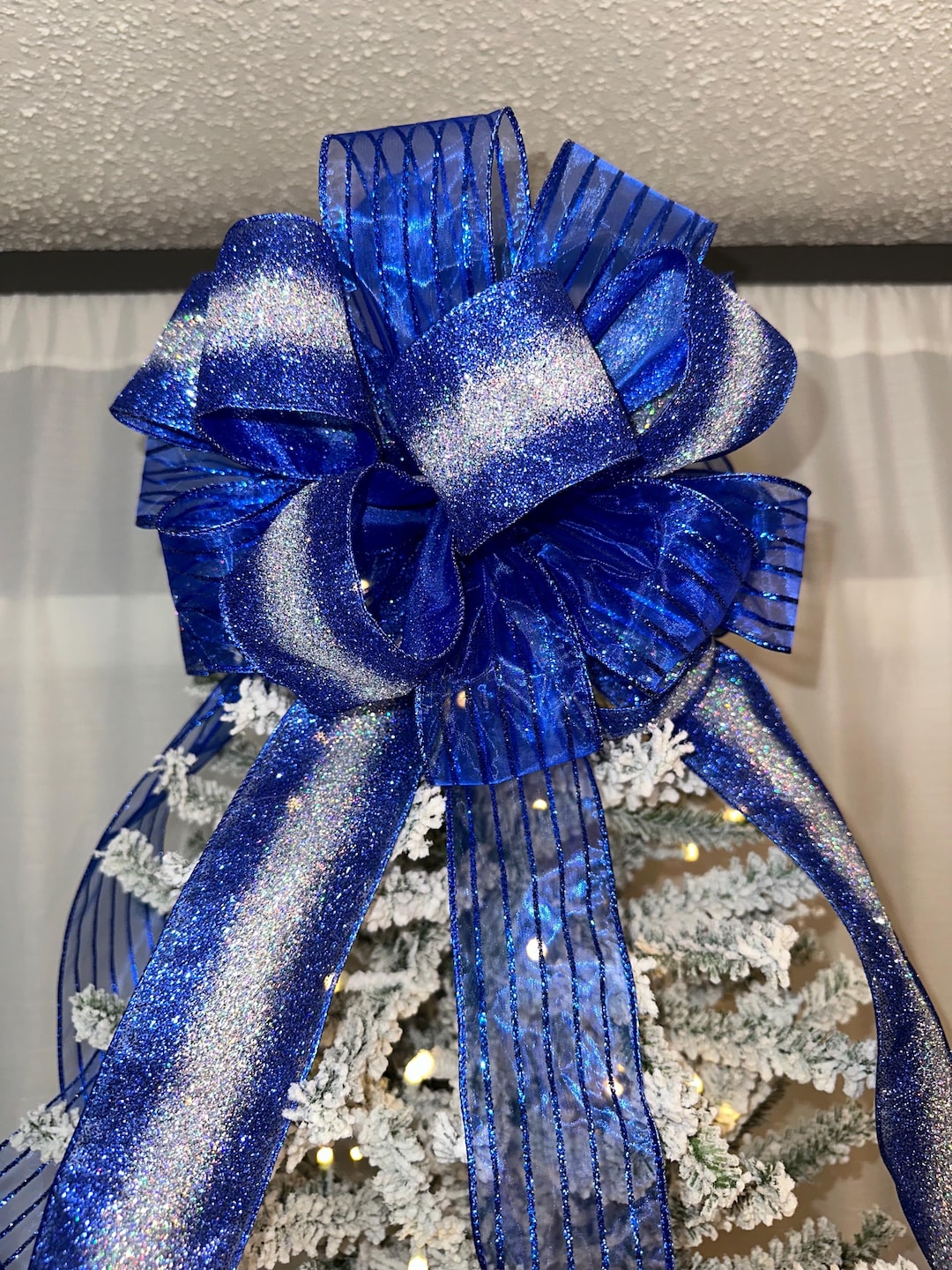 Christmas Tree Topper, Tree Topper Bow, Royal Blue Tree Topper, Blue ...