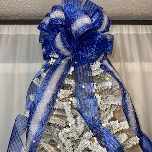 Christmas Tree Topper, Tree Topper Bow, Royal Blue Tree Topper, Blue ...