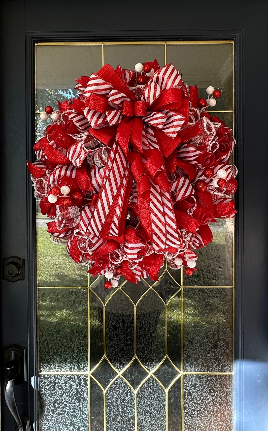 Candy Cane Christmas Wreath, Christmas Wreath, Candy Cane Wreath, Red ...