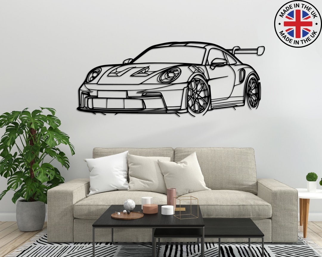 911 GT3 RS 992 Front Angle Metal Car Silhouette Wall Art, Metal Wall ...