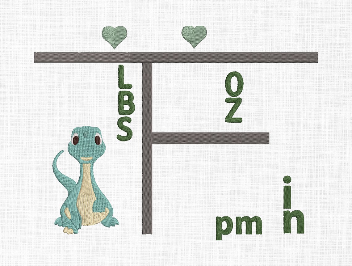 Dinosaur Baby Birth Announcement Embroidery Design Subway Art Baby ...