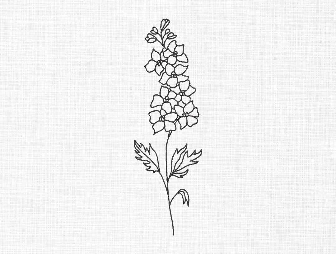 Larkspur Embroidery Design Delphinium Embroidery Design July Birth ...