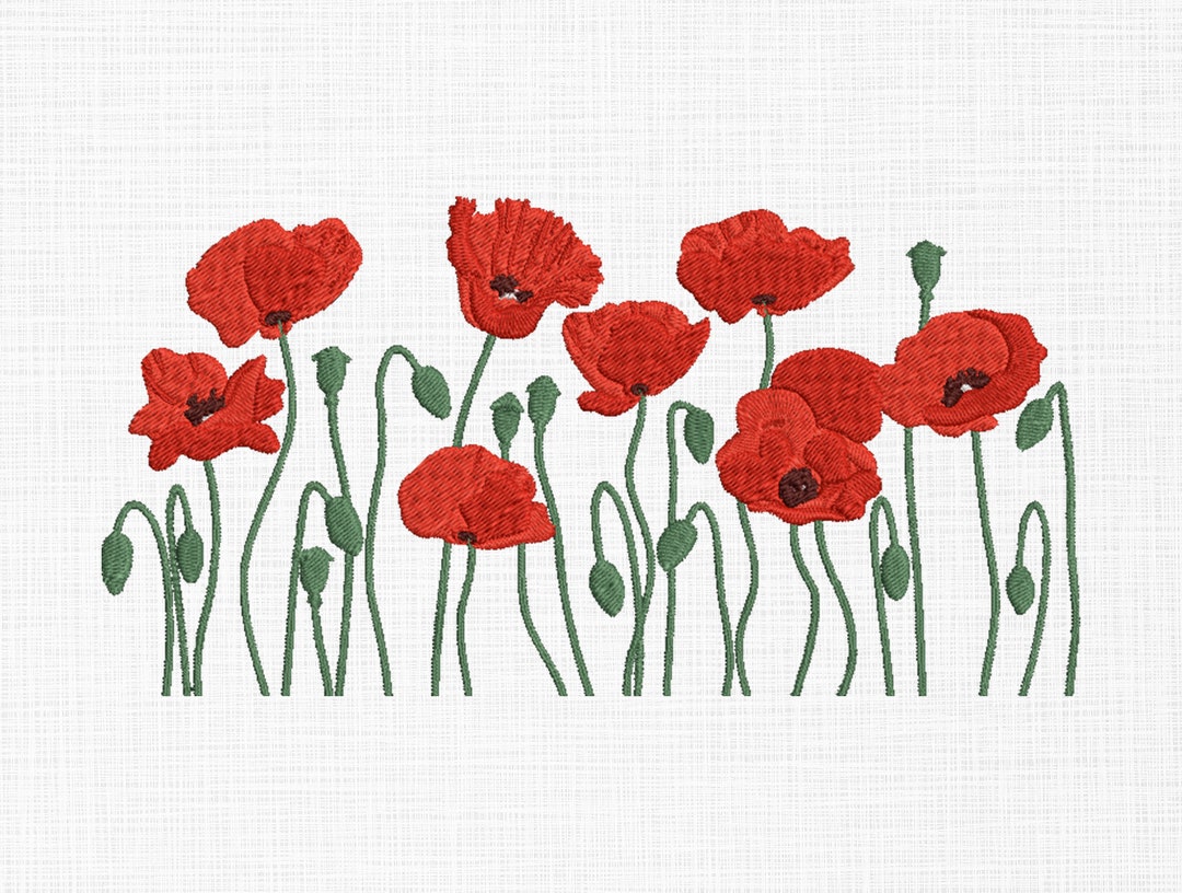 Poppy Flower Embroidery Design Flowers Embroidery Design Red Flower ...