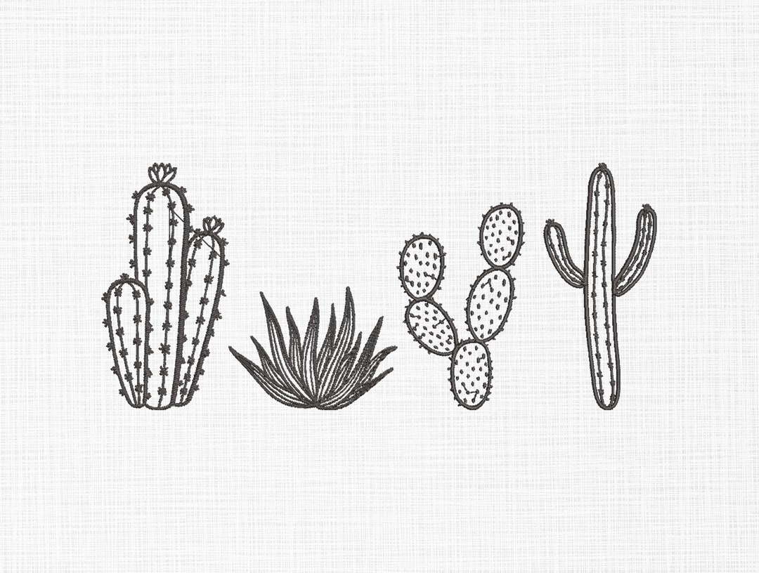Cactus Embroidery Design One Line Embroidery Design Cacti Embroidery ...