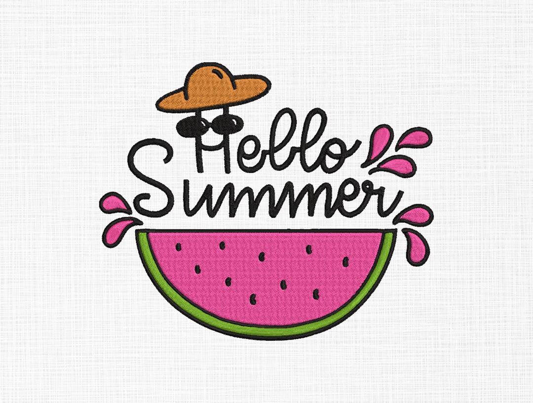 Hello Summer Embroidery Design Summer Embroidery Design Summer Saying ...